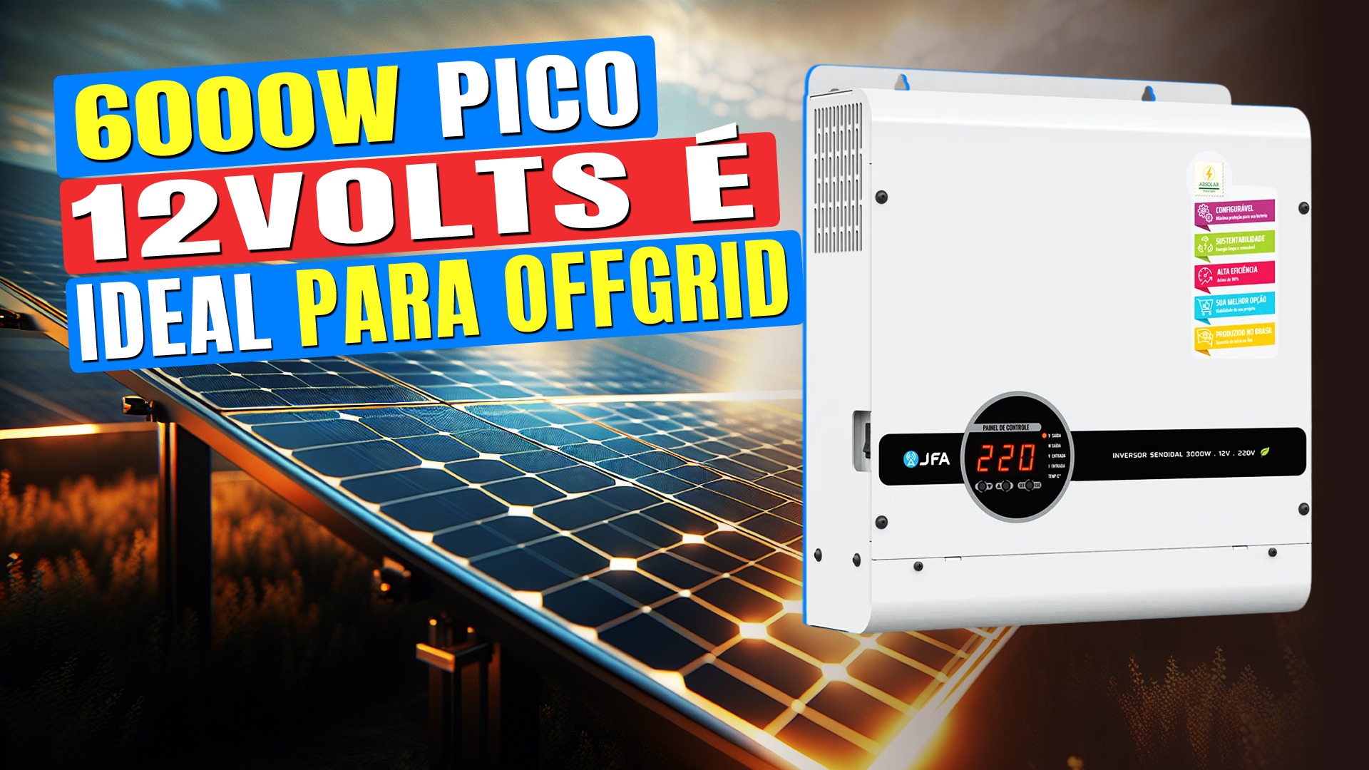 Inversor OffGrid 6000W Pico 12V para Motor Home e Residência